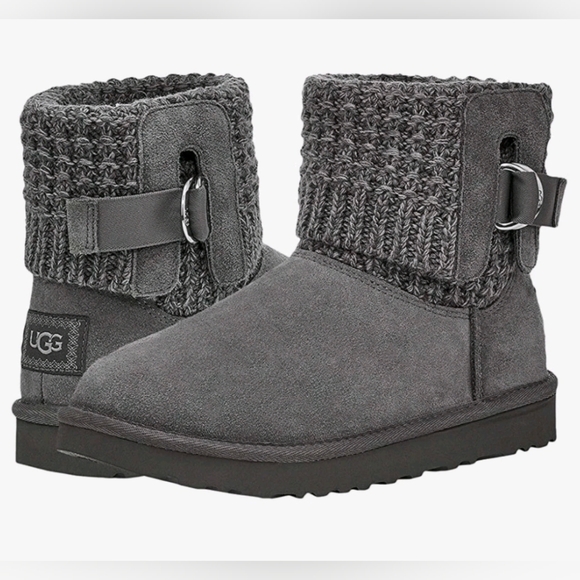 UGG | Shoes | Ugg Classic Solene Mini Flat Ankle Bootie Charcoal Gray ...